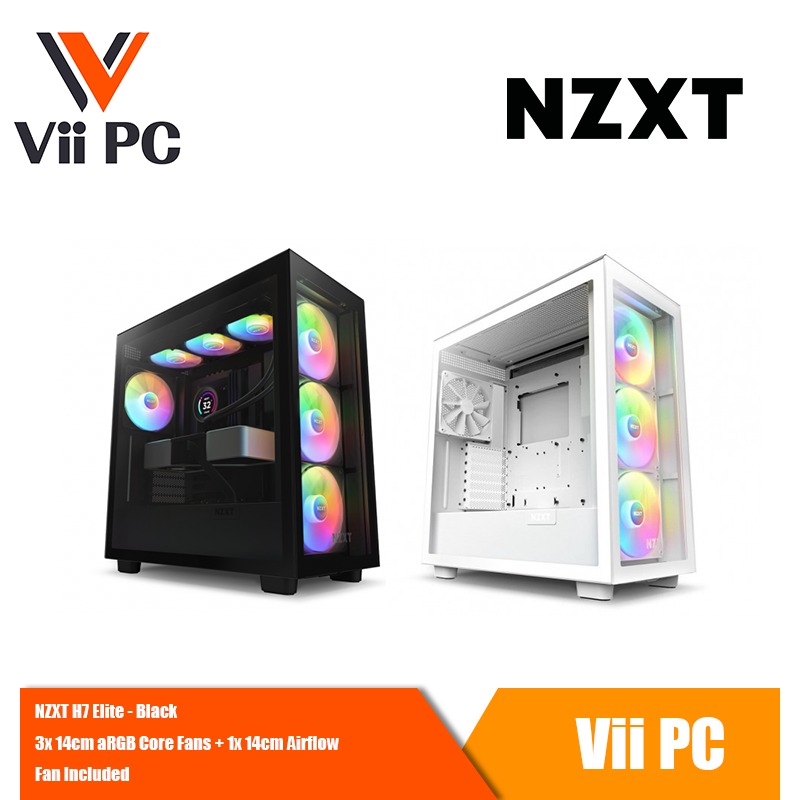 NZXT H7 Elite - Black White With 4 x14m Argb Core Fan, Computers & Tech ...