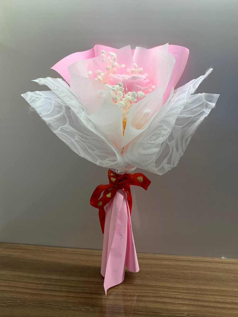 Pink Eternal Rose Flower Bouquet, Hobbies & Toys, Stationery & Craft ...