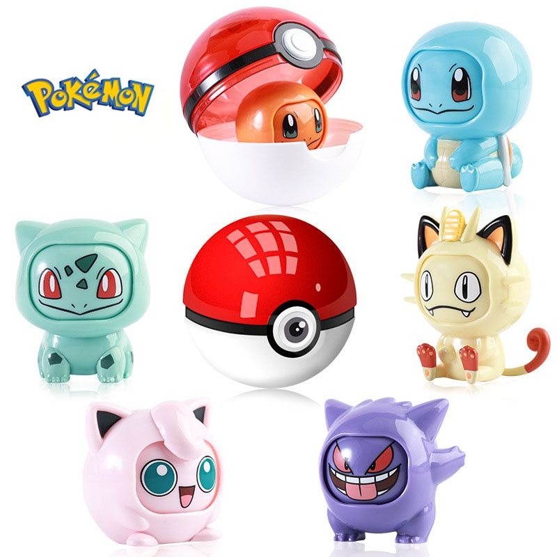 Pokemon face-changing toy Pokeball Pikachu Eevee Charmander Bulbasaur ...