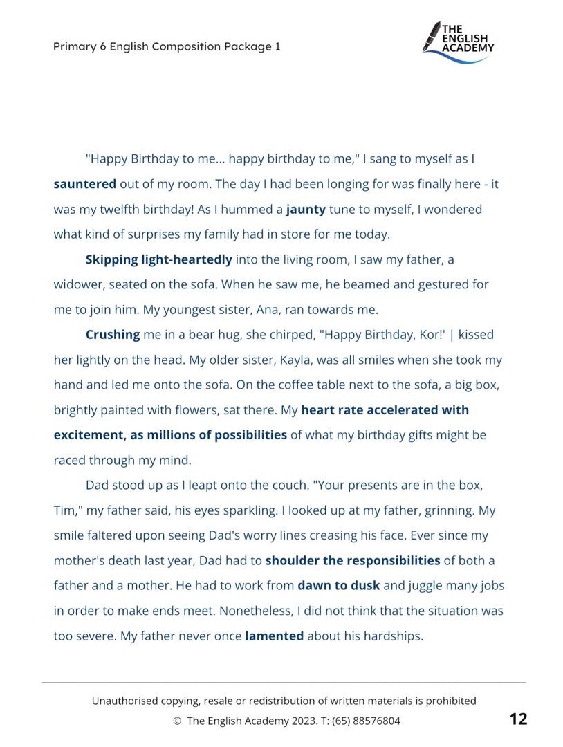 Primary 6 PSLE English Compositions | Model Essays | Creative Writing ...