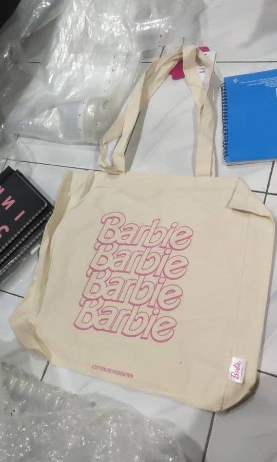 READYSTOCK tote bag barbie x typo, Women's Fashion, Bags & Wallets ...