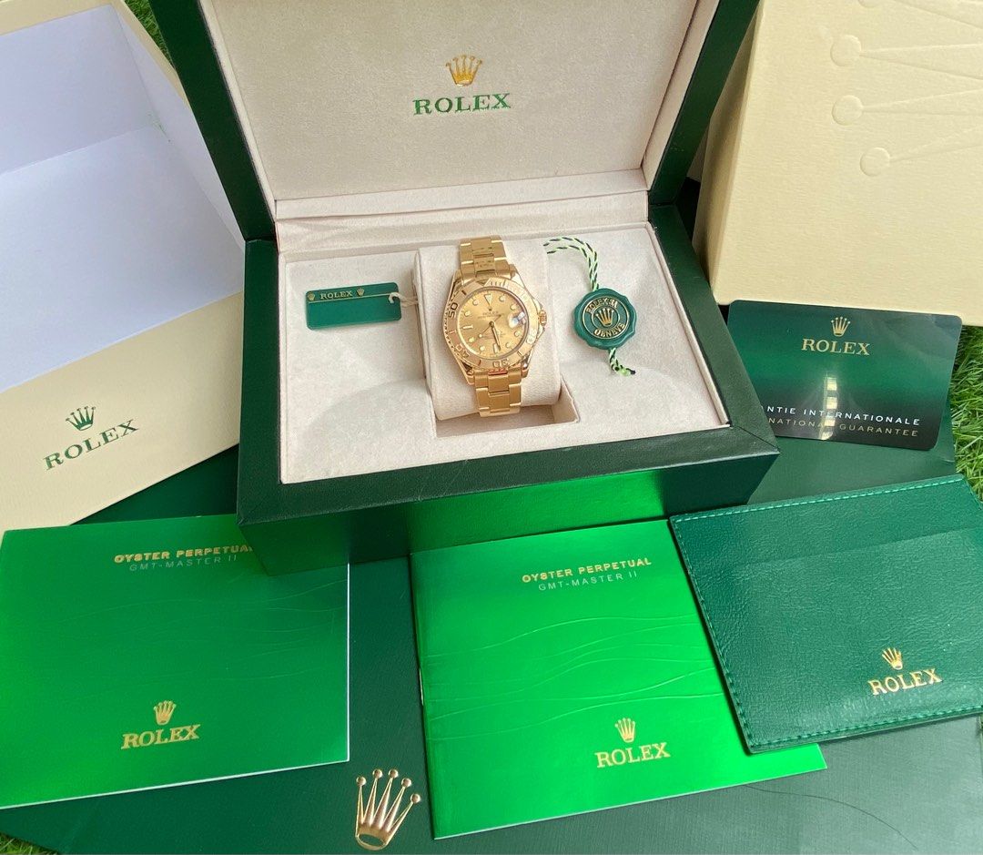 Rolex Men FULL 18K Gold 35mm Yachtmaster Factory Original Solid Gold ...