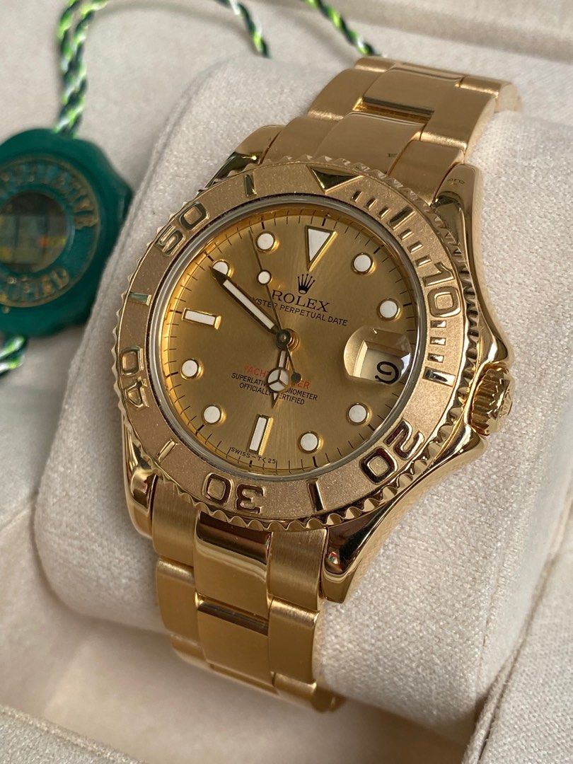 Rolex Men FULL 18K Gold 35mm Yachtmaster Factory Original Solid Gold ...