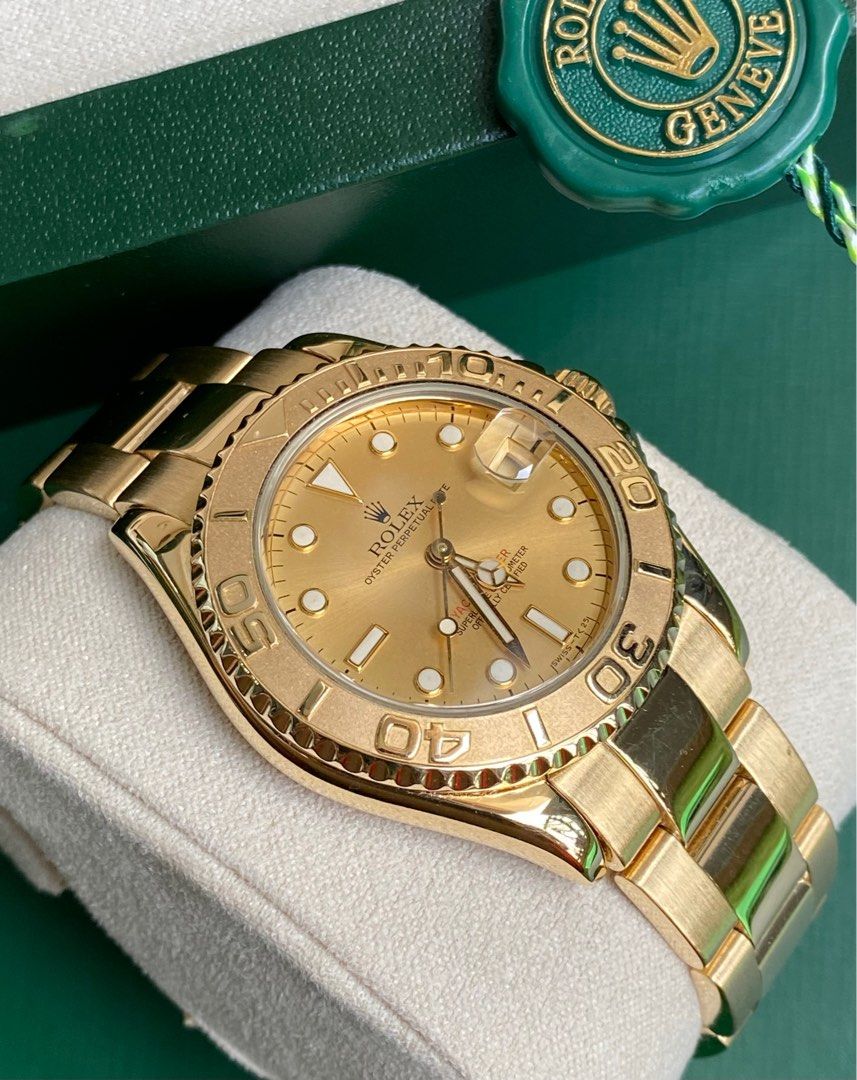 Rolex Men FULL 18K Gold 35mm Yachtmaster Factory Original Solid Gold ...