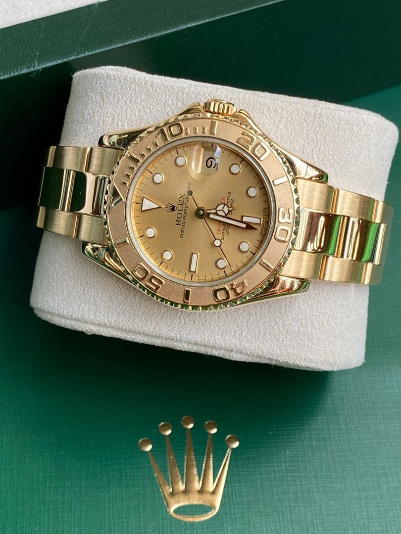 Rolex Men FULL 18K Gold 35mm Yachtmaster Factory Original Solid Gold ...