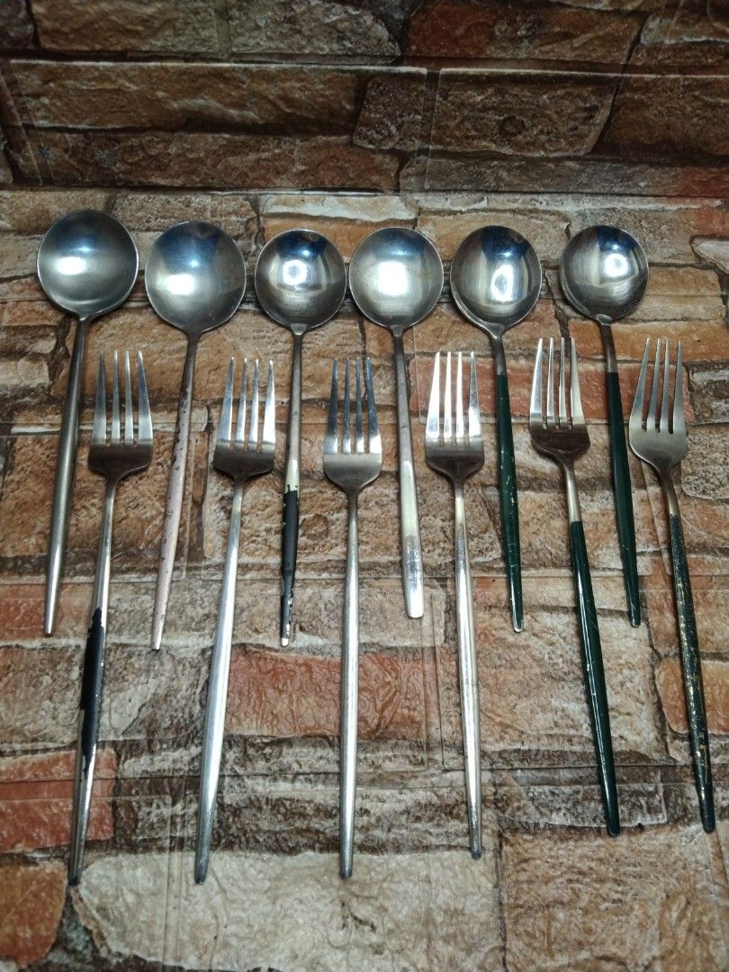 Stainless sendok bulat dan garpu, Kitchen & Appliances di Carousell