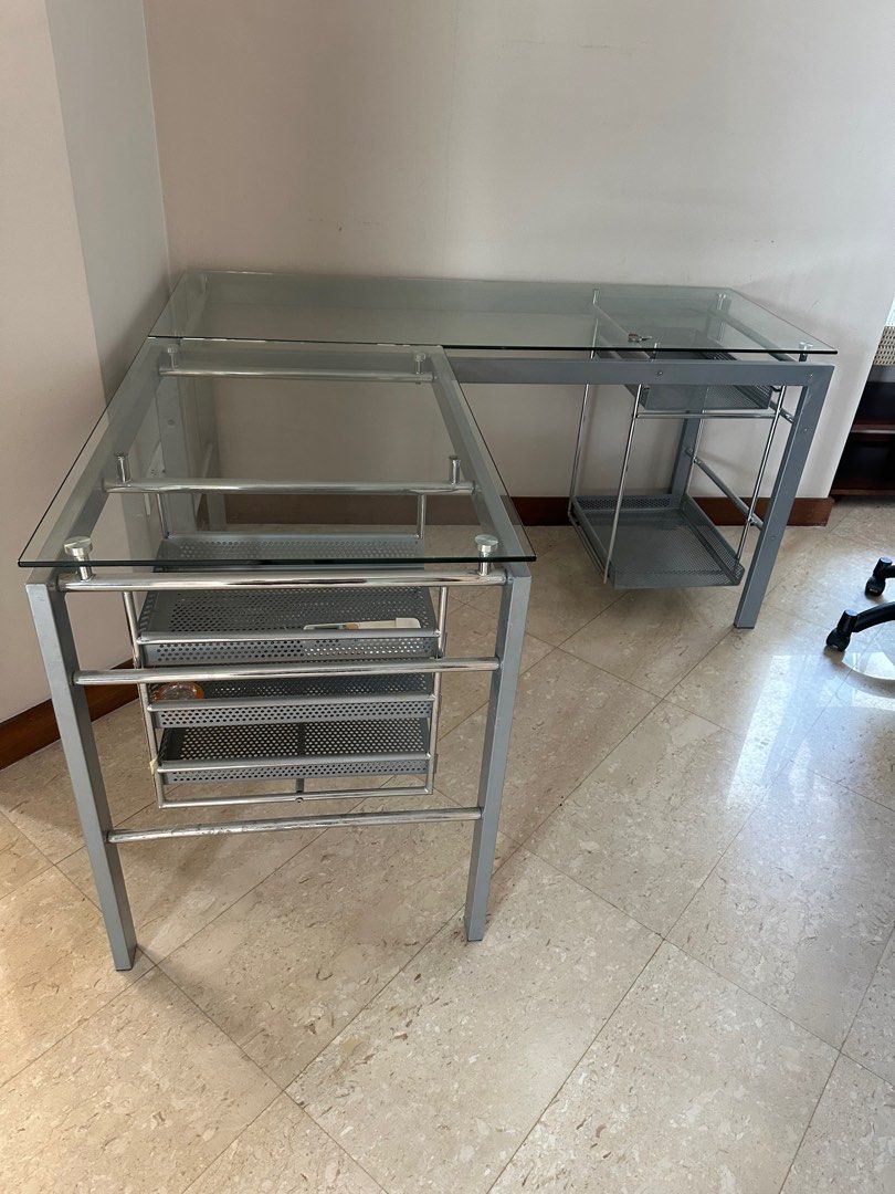 Study table glass, Furniture & Home Living, Furniture, Other Home ...