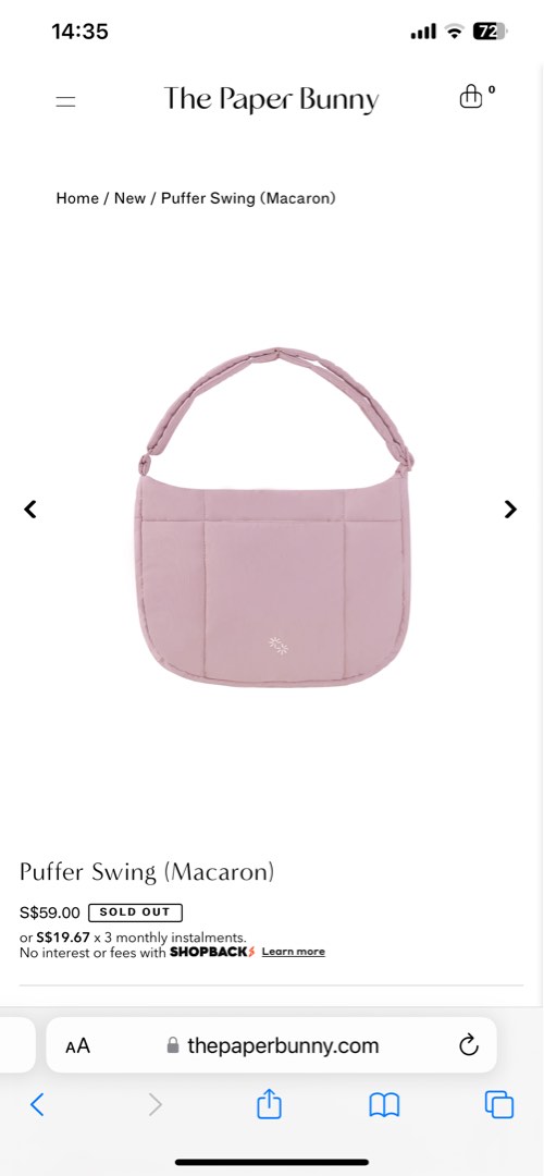 The Paper Bunny puffer swing in macaron, Women's Fashion, Bags ...
