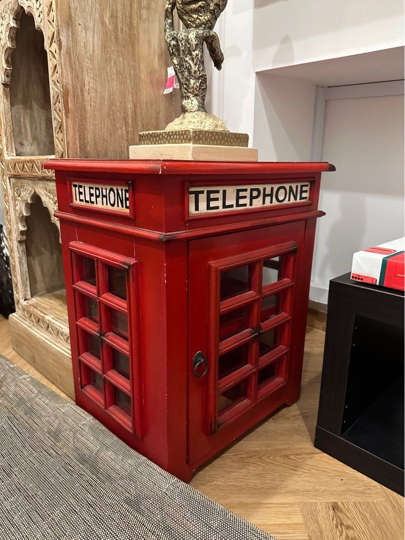 Vintage red London telephone booth small cabinet, Furniture & Home ...