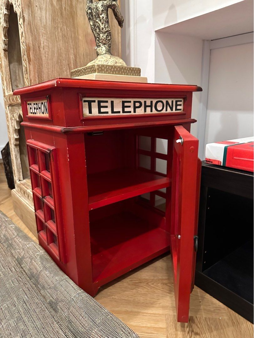 Vintage red London telephone booth small cabinet, Furniture & Home ...