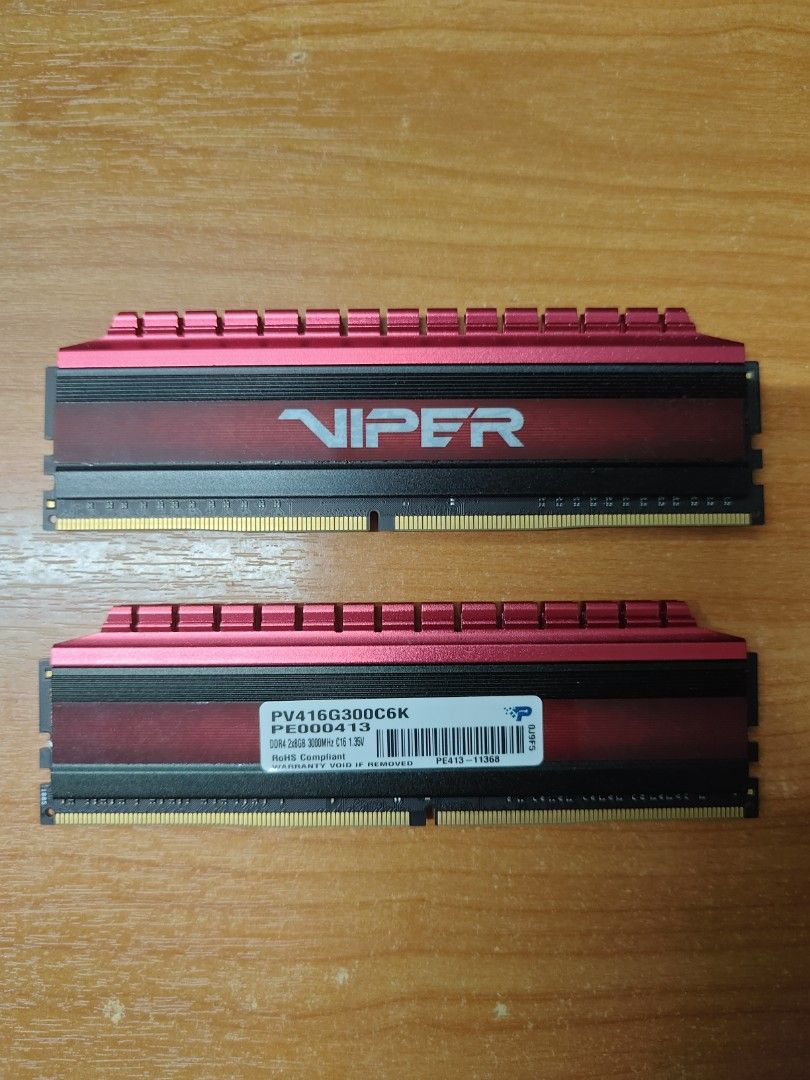 Viper DDR4 2 X 8GB 3000 MHz RAM with heatsink, Computers & Tech, Parts ...