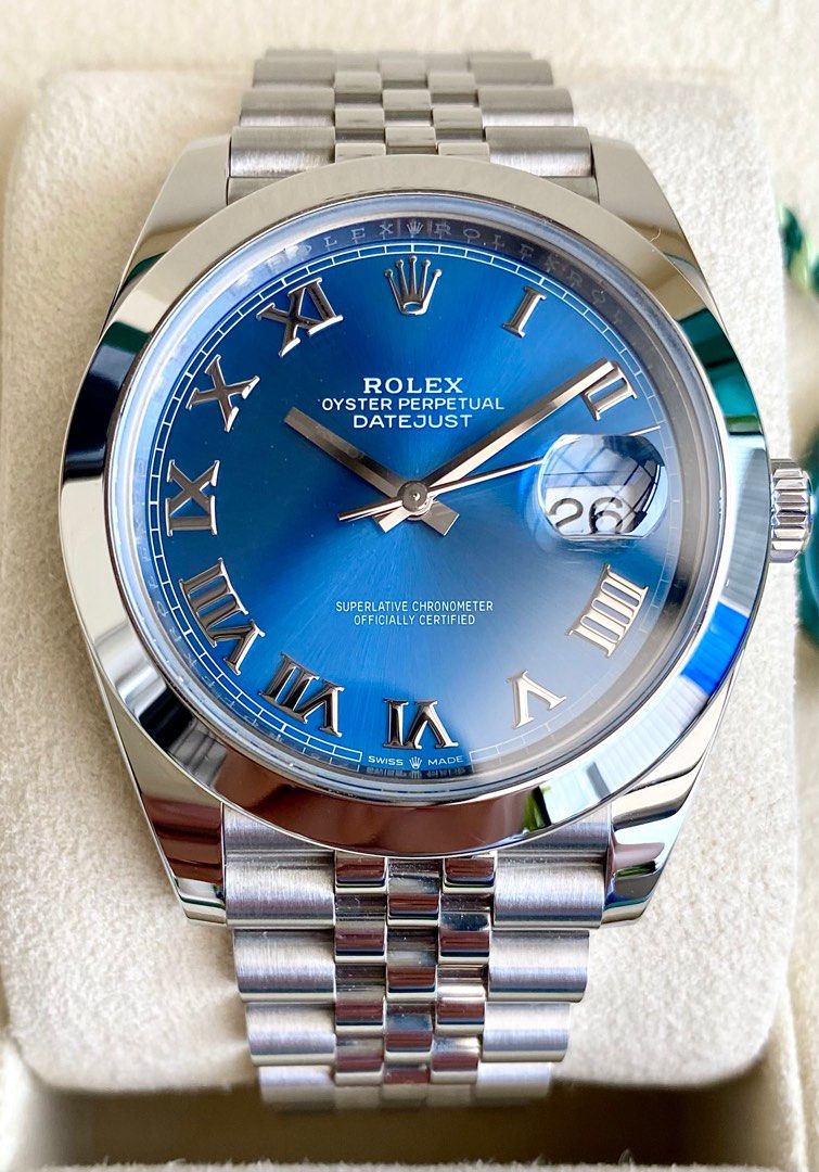 2020 Rolex Datejust 41 Azzurro Blue Roman Dial Ref. 126300, Luxury ...