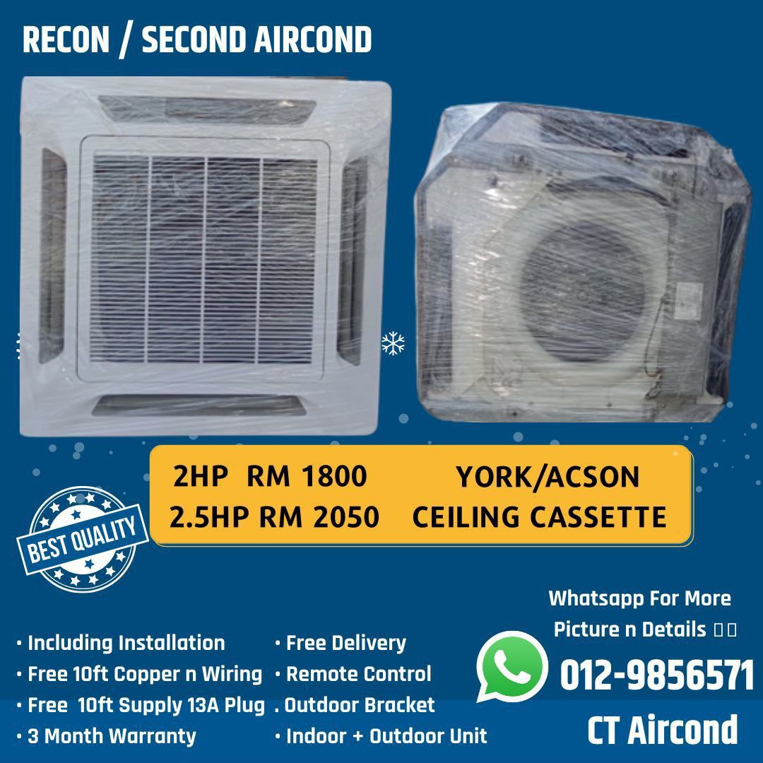 2hp n 2.5hp Ceiling Cassette Aircond Ac011, TV & Home Appliances, Air ...