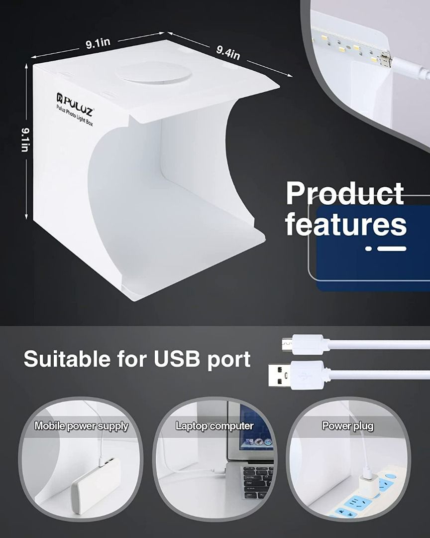 3103) PULUZ PHOTO STUDIO LIGHT BOX ADJUSTABLE PORTABLE PHOTOGRAPHY ...