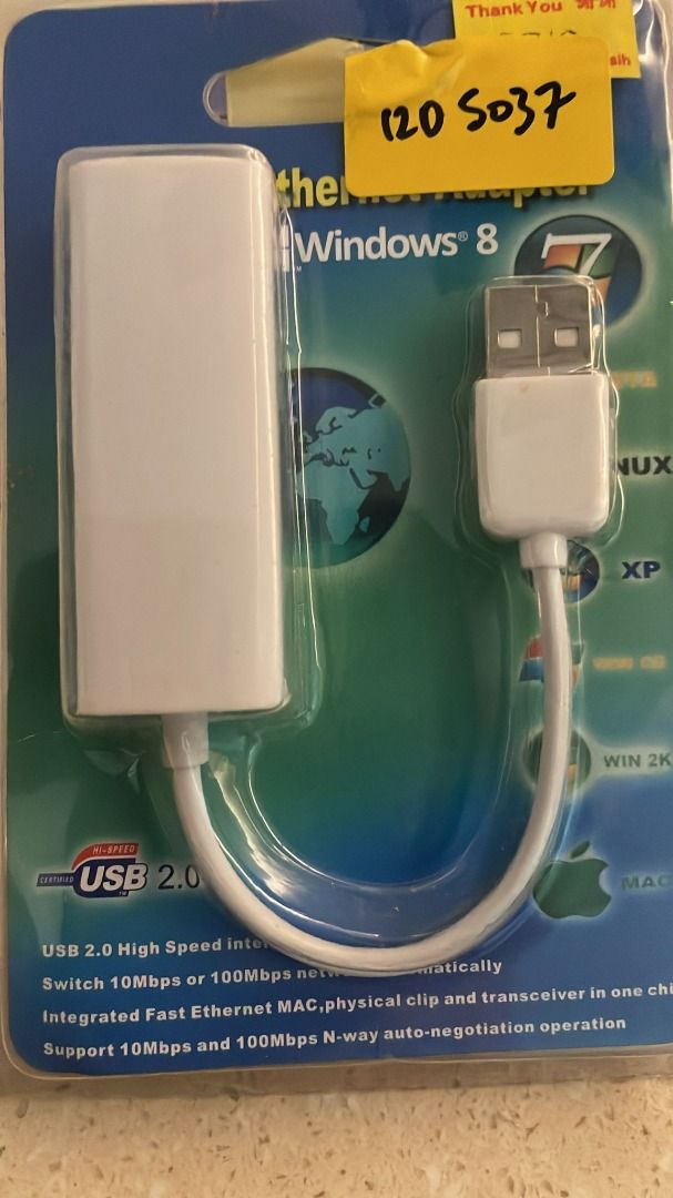 3138) USB 2.0 TO FAST ETHERNET 10/100 RJ45 NETWORK LAN ADAPTER CARD ...