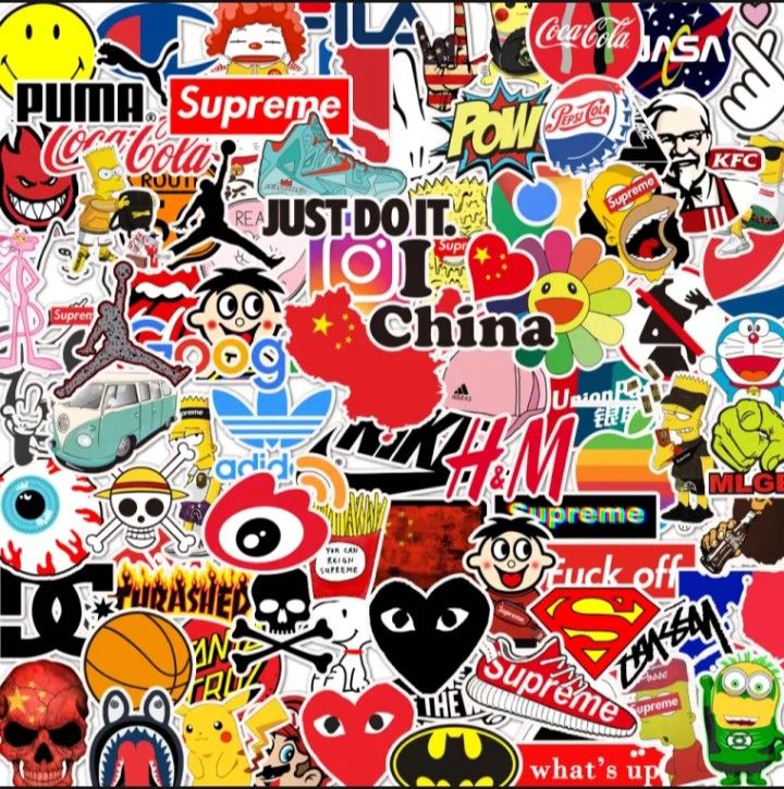 25/50/100 Pcs Waterproof Fade Proof PVC Fashion Brand Logo Sticker ...