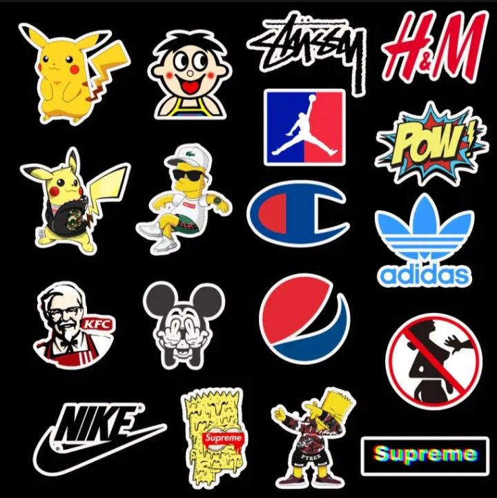 25/50/100 Pcs Waterproof Fade Proof PVC Fashion Brand Logo Sticker ...