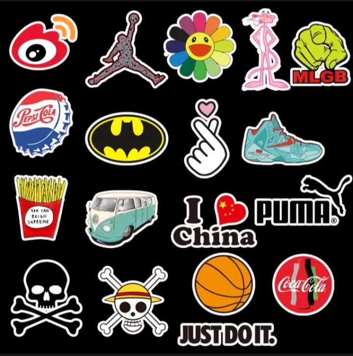 25/50/100 Pcs Waterproof Fade Proof PVC Fashion Brand Logo Sticker ...