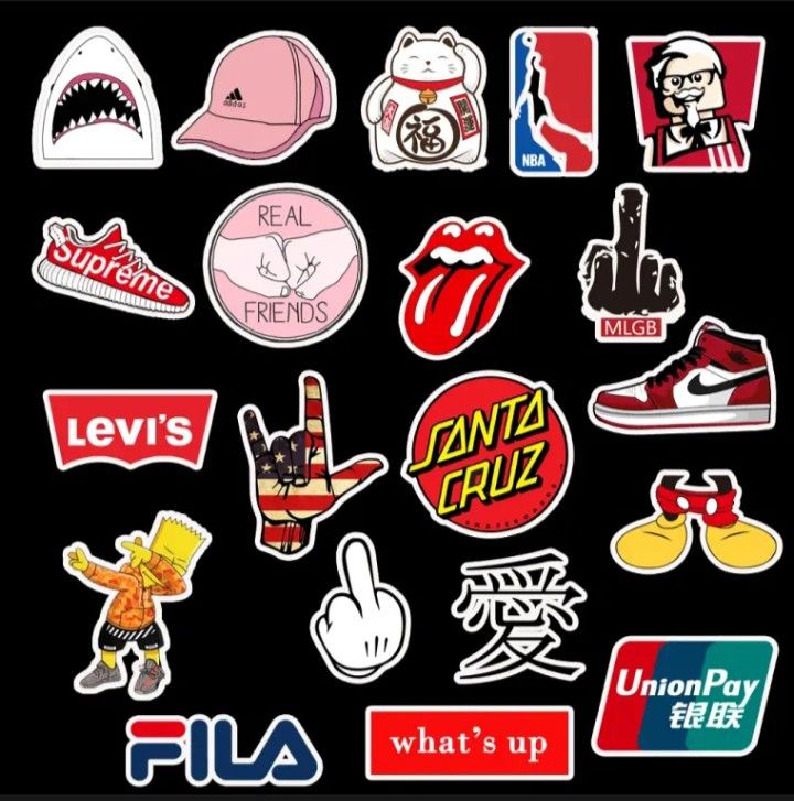 25/50/100 Pcs Waterproof Fade Proof PVC Fashion Brand Logo Sticker ...