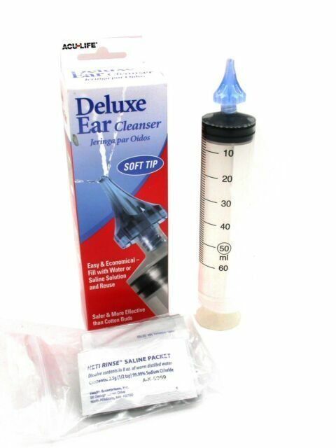 60 ML EZY DOSE Deluxe Ear Wax Removal Syringe Ear Irrigator Saline ...