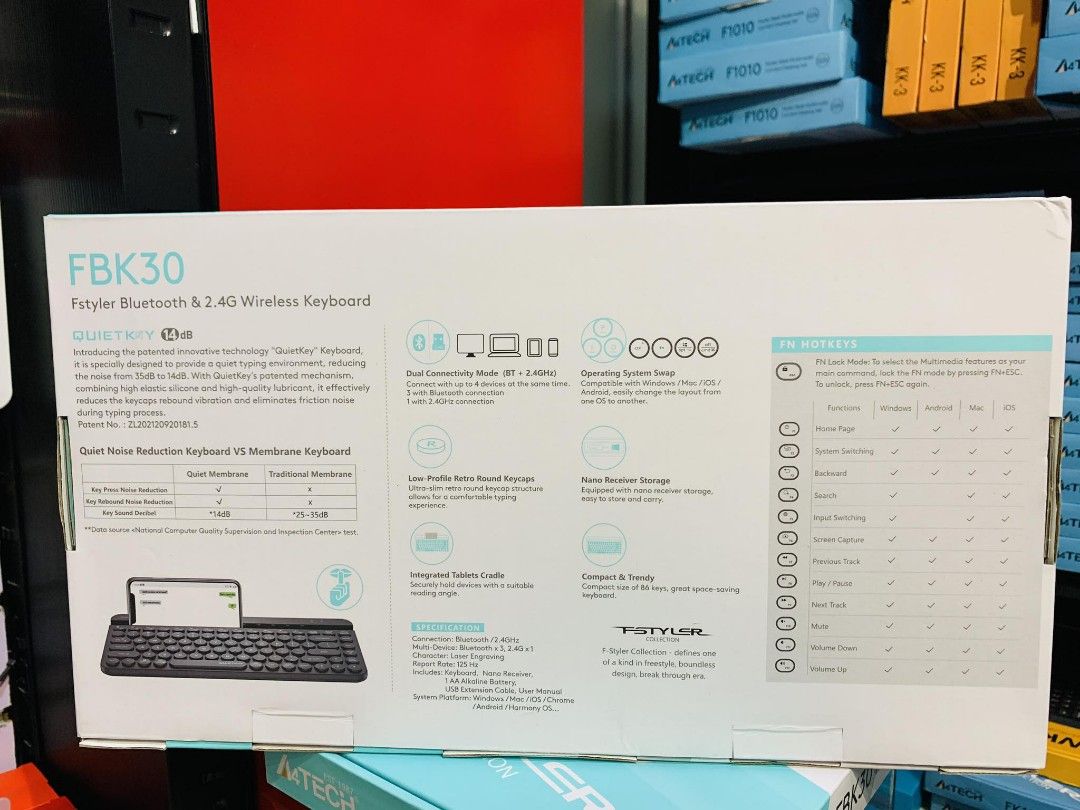 A4tech Fstyler Fbk30 Bluetooth And 2 4g Wireless Keyboard Black On Carousell