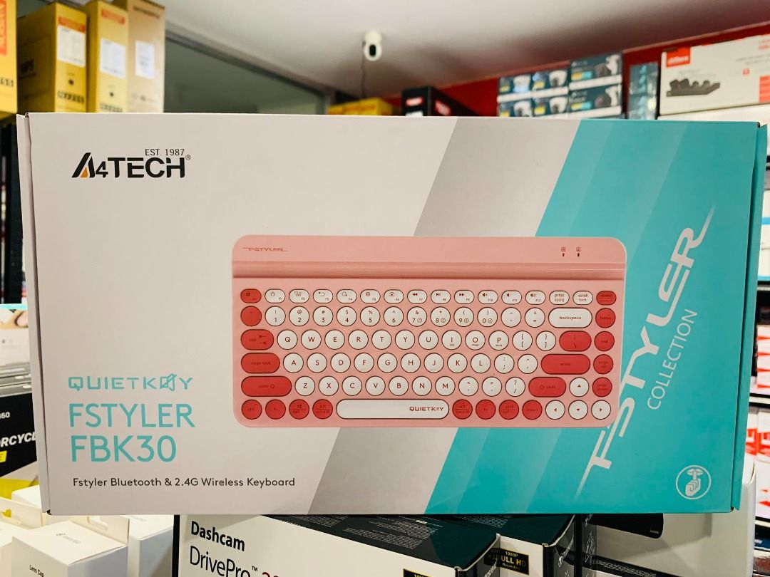 A4Tech Fstyler FBK30 Bluetooth & 2.4G Wireless Keyboard Raspberry ...