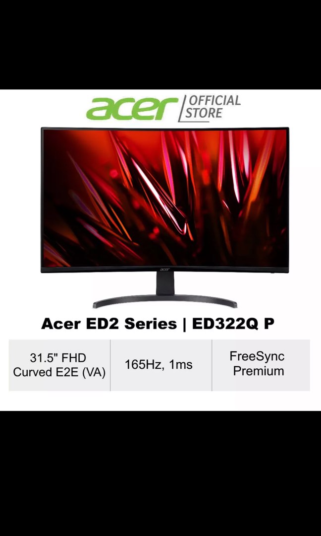 Acer ED322Q P31.5 inch FHD curved gaming monitor, Computers & Tech ...