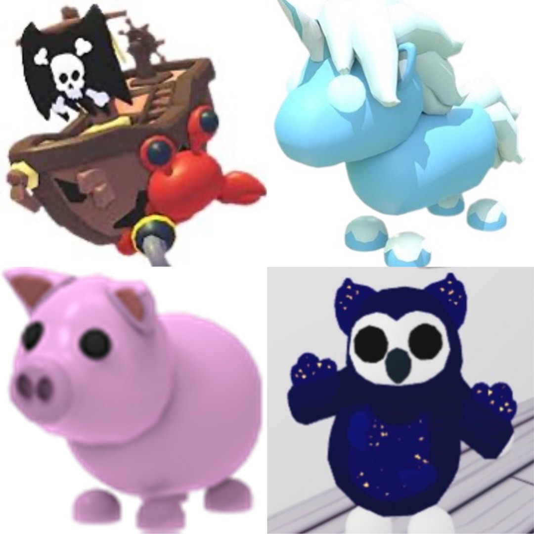 Adopt me Pirate Hermit Crab Pig Frost Unicorn owlbear , Video Gaming ...