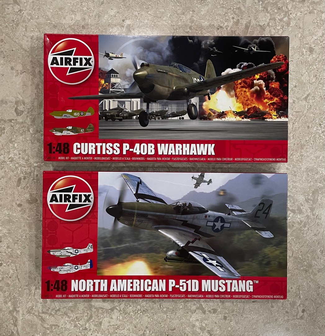 Airfix WWII Curtiss P-40B Warhawk / North American P-51D Mustang 1:48 ...