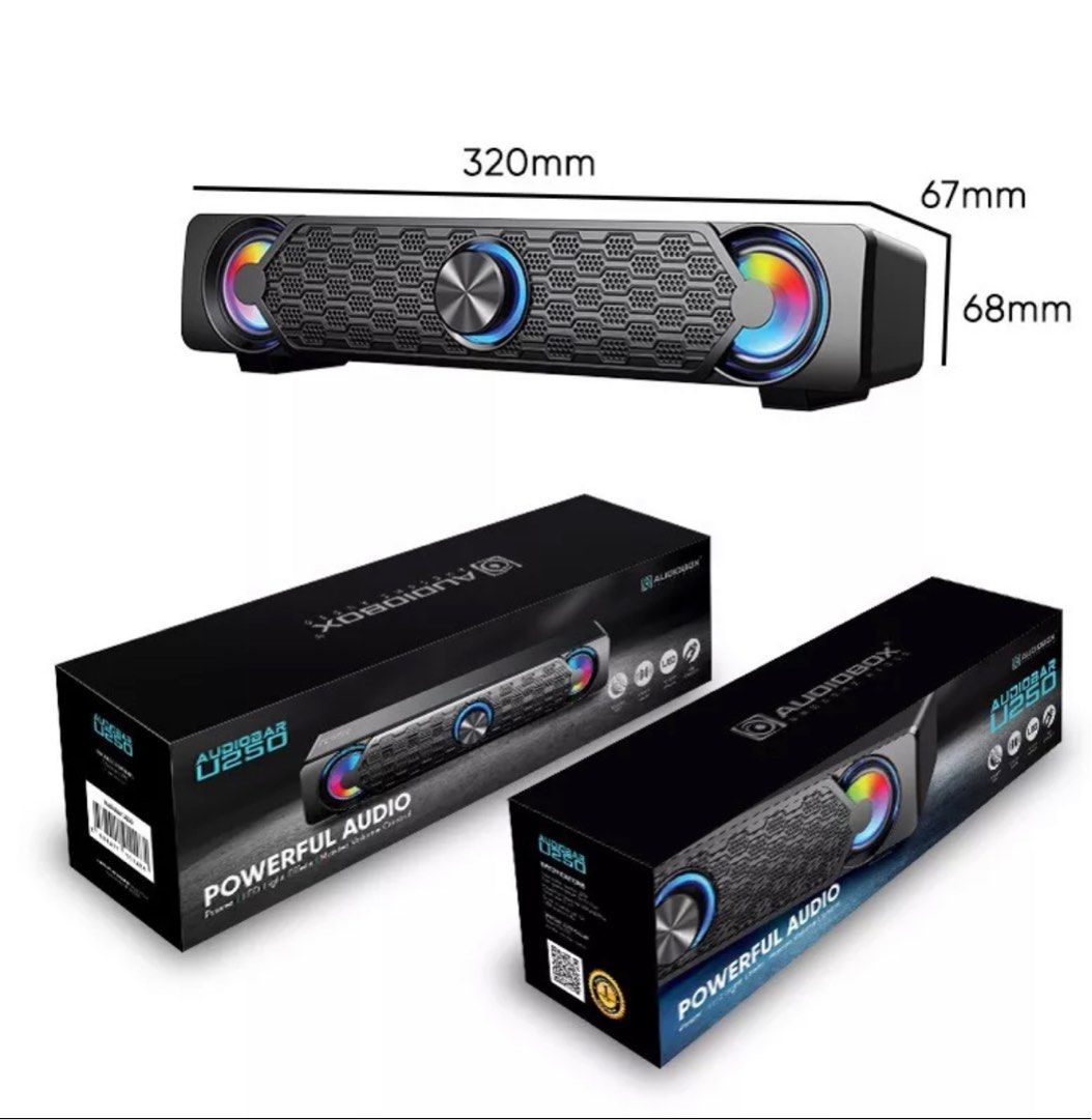 AudioBox AudioBar U250 Powerful Audio Sound Bar With LED Light Effects ...