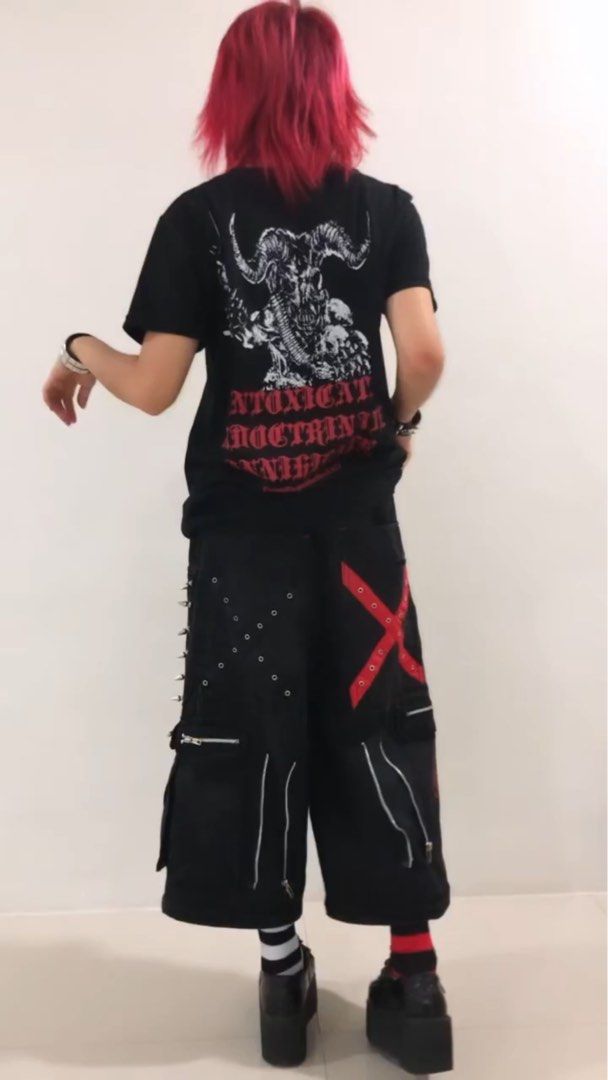 BAGGY PARACHUTE PANTS/JORTS (GOTH, TRIPP NYC, GOTHIC, EMO, PUNK, ALT ...