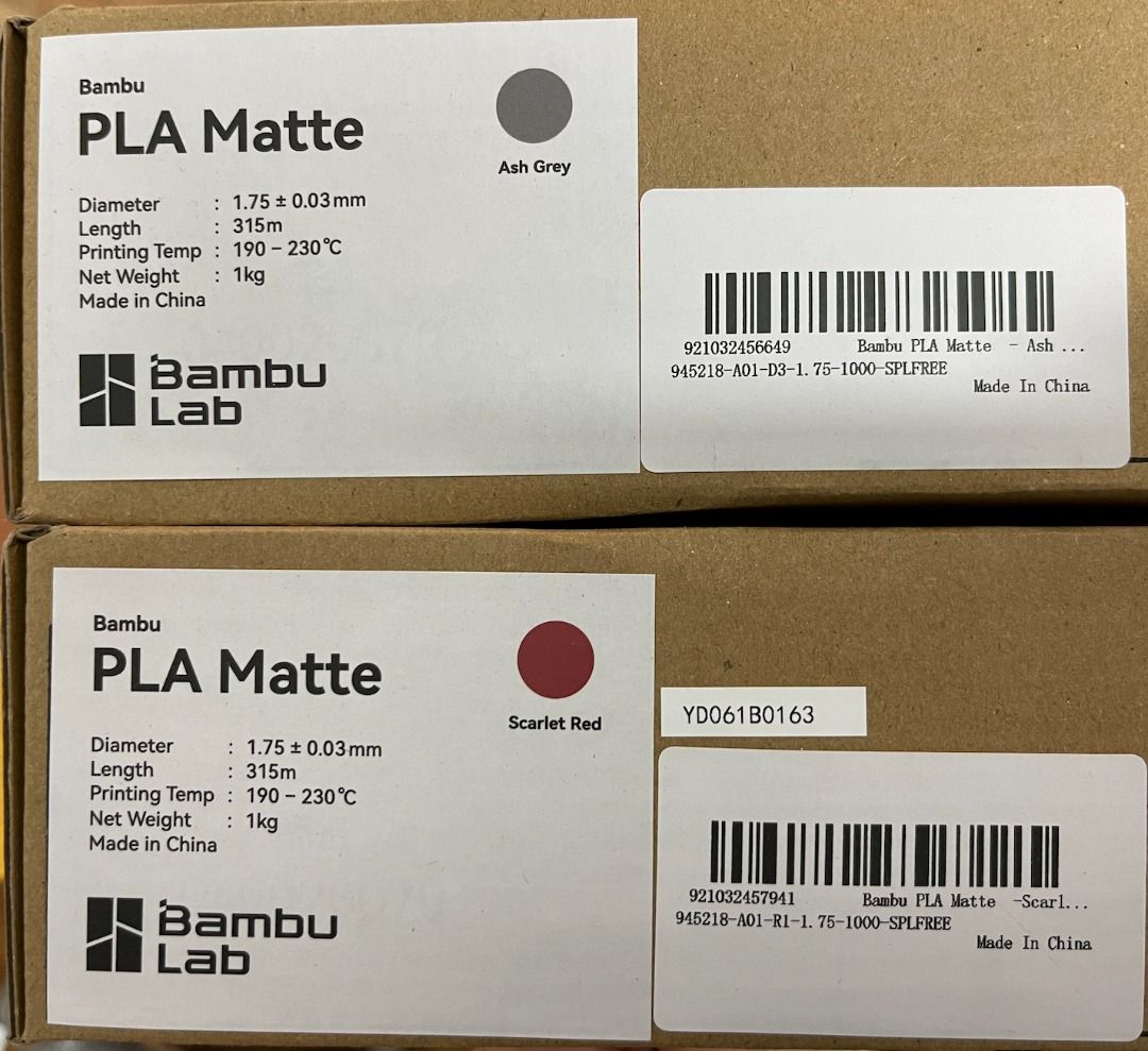 BambuLab PLA Matte - Ash Grey & Scarlet Red, Computers & Tech, Printers ...