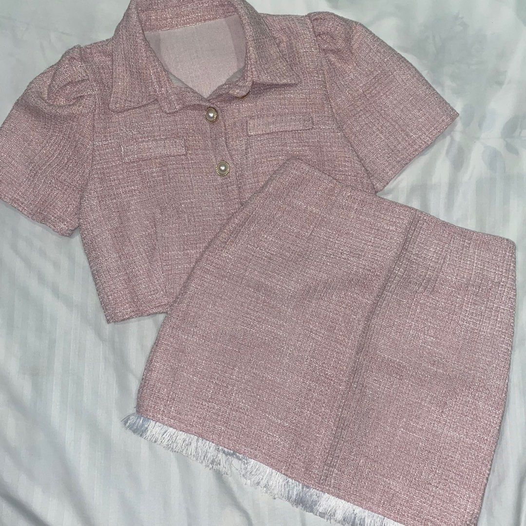 BARBIE Light Pink Tweed Set on Carousell