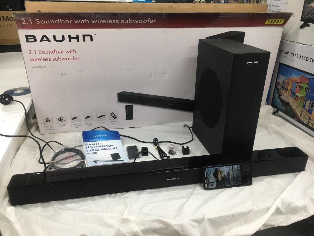 Bauhn 2.1 Soundbar with Wireless Subwoofer, Audio, Soundbars, Speakers ...