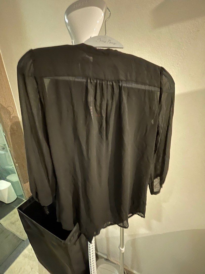 Black translucent Blouse, Women's Fashion, Tops, Blouses on Carousell