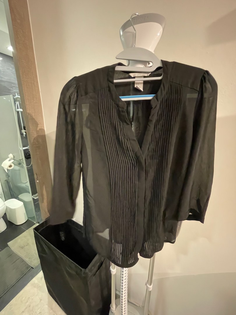 Black translucent Blouse, Women's Fashion, Tops, Blouses on Carousell