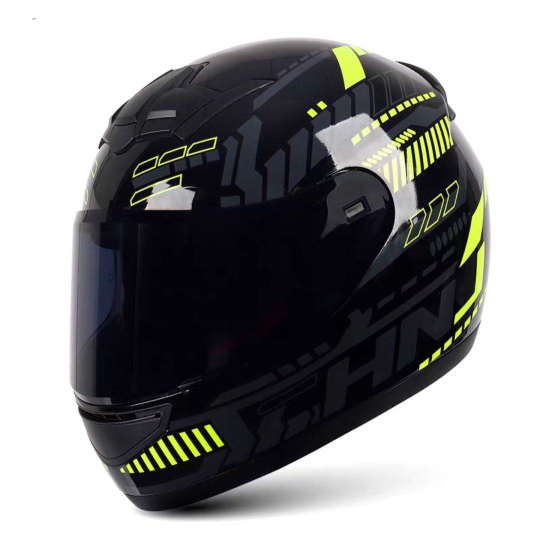 Black with Green Yellow Tron Designs Full Face Motorcycle Helmet ...