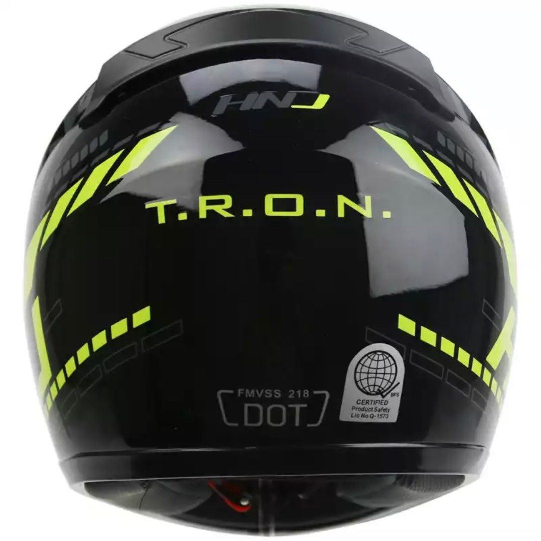 Black with Green Yellow Tron Designs Full Face Motorcycle Helmet ...