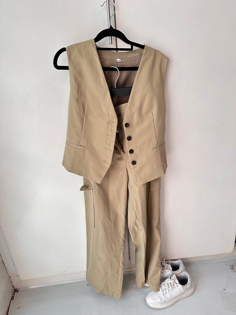 Brand new vest + pants coords set, Women's Fashion, Dresses & Sets ...