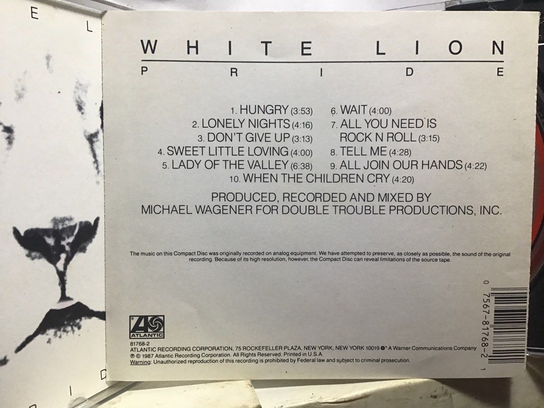 CD White Lion - Pride OOP 1987 USA ORIGINAL PRESS Anubis 80s Hard Rock ...