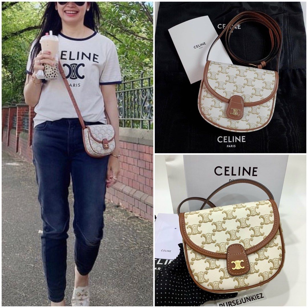 Celine Mini Besace Triomphe Bag White on Carousell