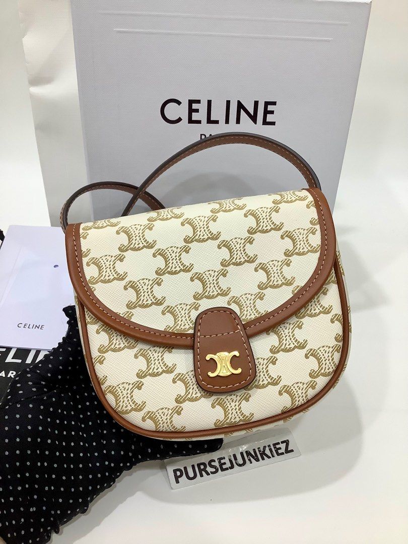 Celine Mini Besace Triomphe Bag White on Carousell