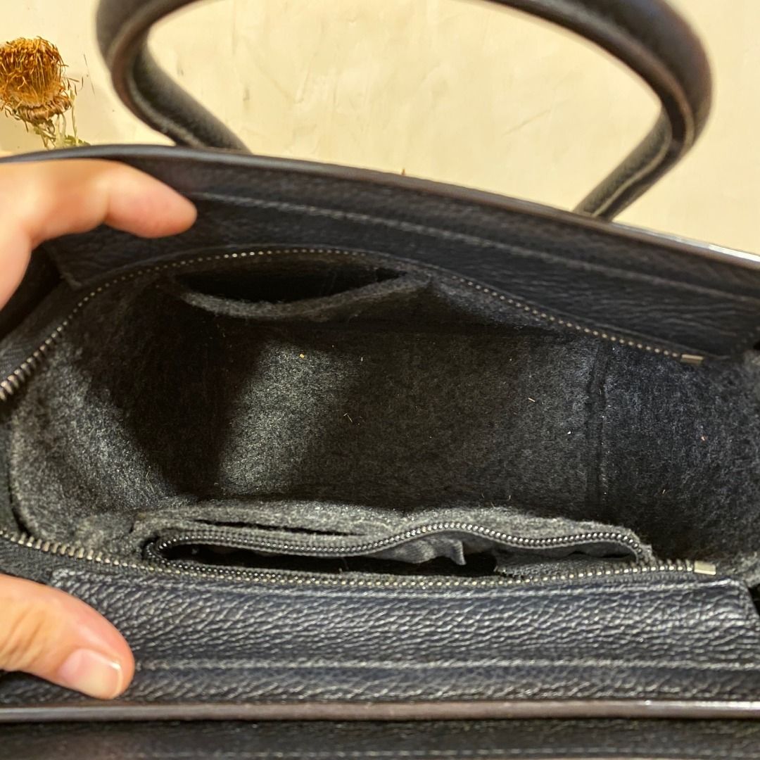 Celine nano luggage tote in drummed leather black, Luxury, Bags & Wallets on Carousell