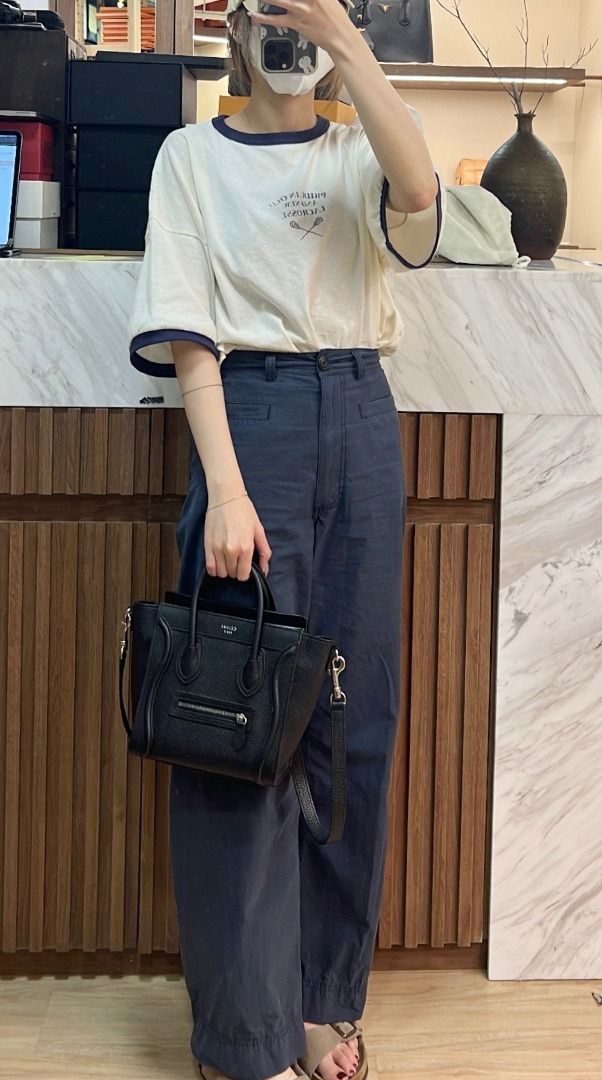 Celine nano luggage tote in drummed leather black, Luxury, Bags & Wallets on Carousell