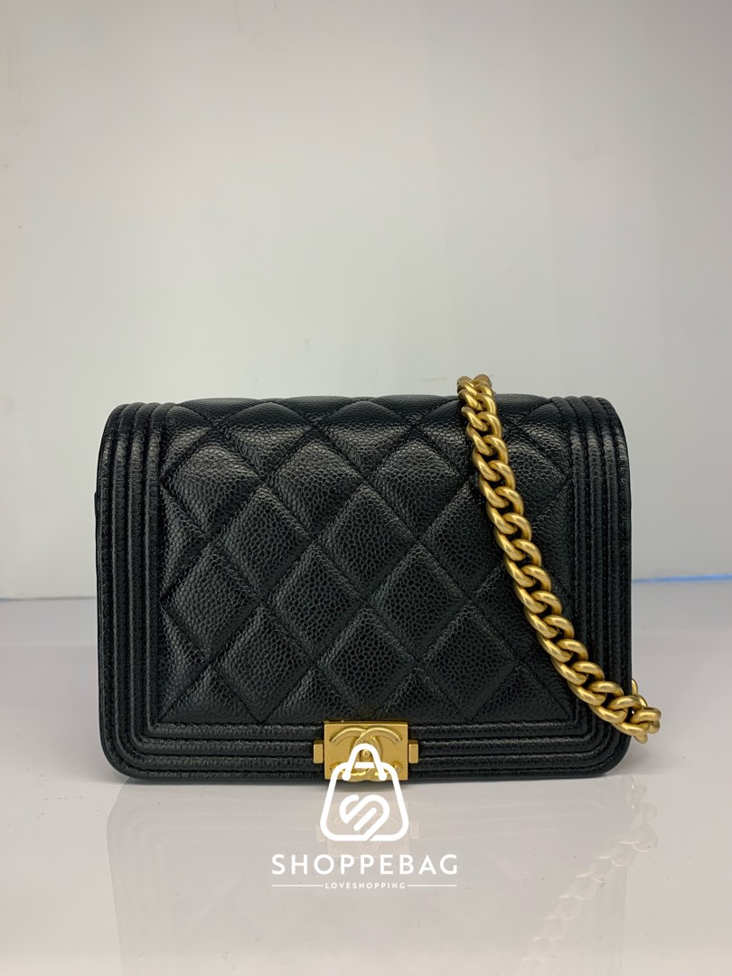 Chanel 22A Boy Wallet On Chain WOC Caviar Leather Microchip, Luxury ...