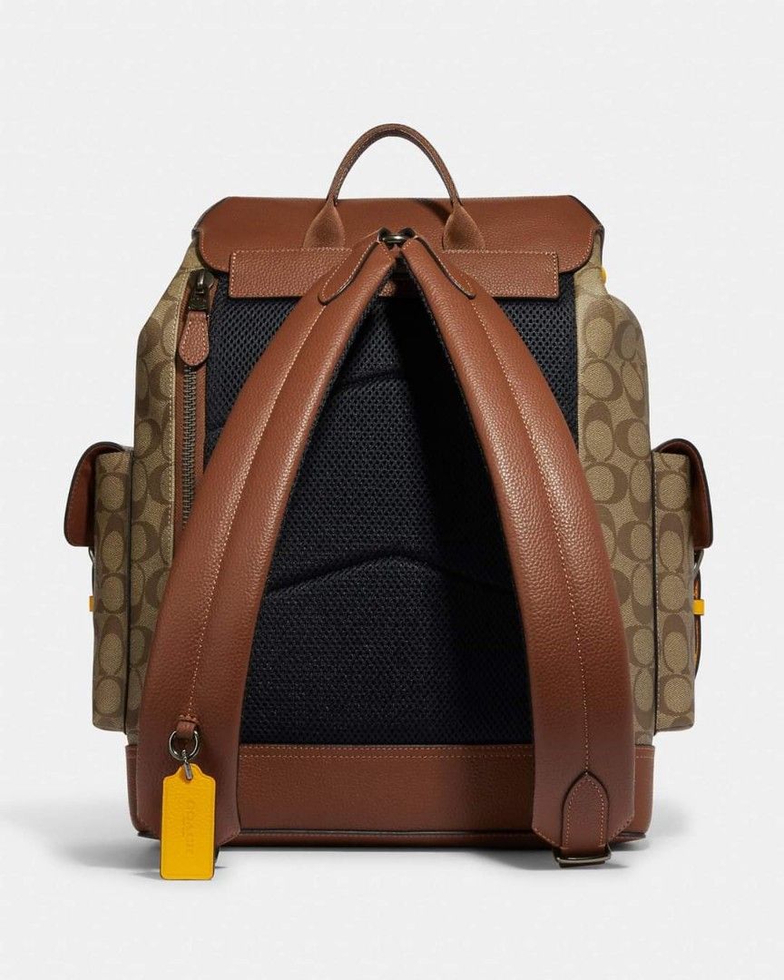 Coach Hudson Backpack in Colorblock Signature Canvas in Gunmetal/Khaki ...