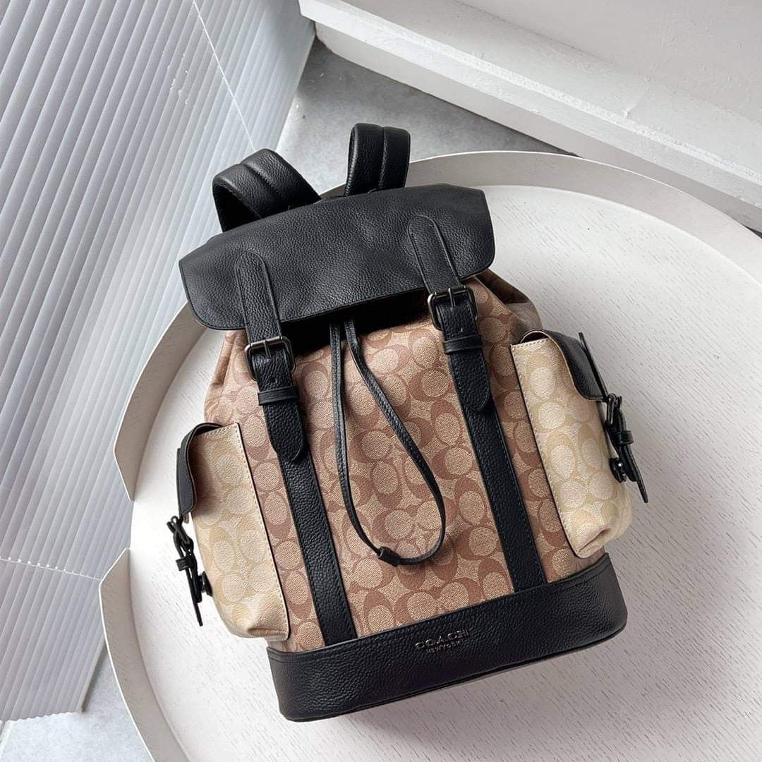 Coach Hudson Backpack in Signature Khaki Multi, Men's Fashion, Bags ...
