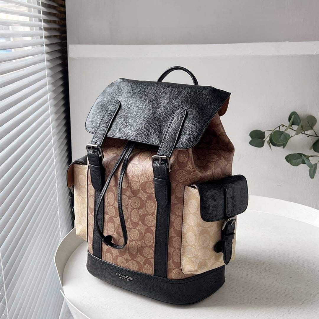 Coach Hudson Backpack in Signature Khaki Multi, Men's Fashion, Bags ...