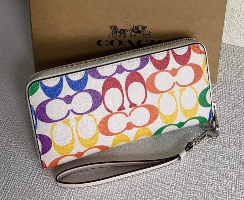 Coach Long Wallet in Signature Canvas Rainbow, Women's Fashion, Bags ...