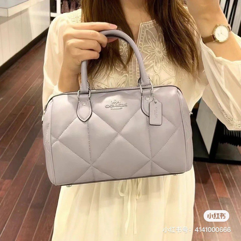 Coach Rowan Satchel Bag Puffy Diamond Quilted Leather, Women's Fashion ...